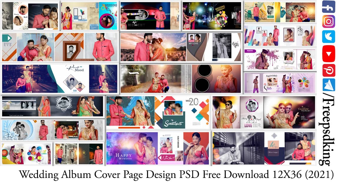 Wedding Album Cover Page Design PSD Free Download 12X36 (2021)