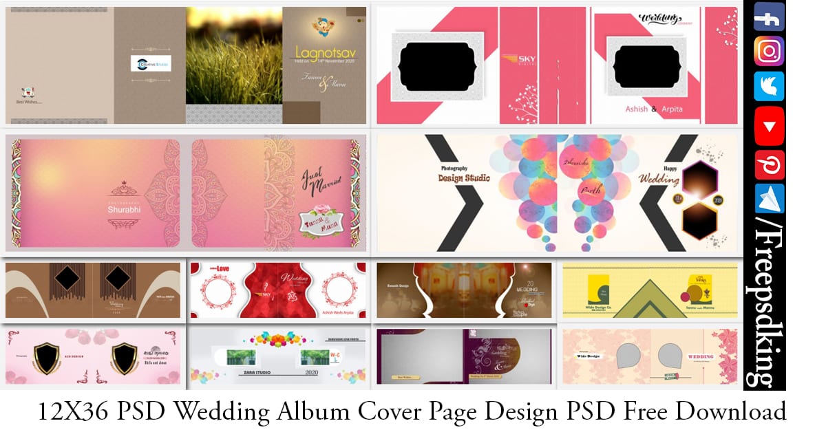 12X36 PSD Wedding Album Cover Page Design PSD Free Download